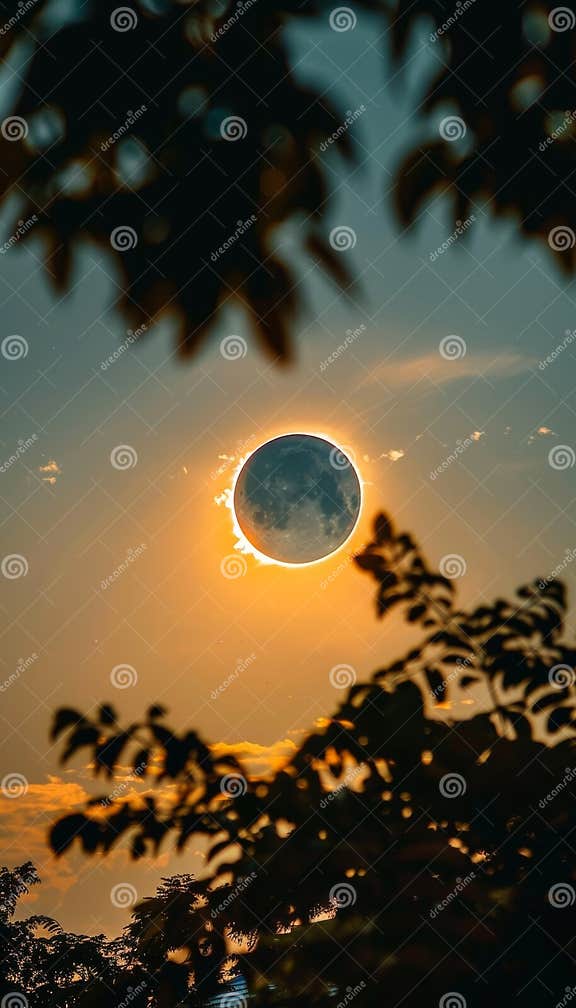 Stunning Solar Eclipse with Luminous Corona Visible through Tree ...