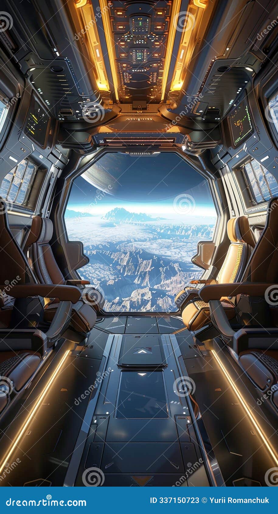 Stunning Spaceship Interior with Comfortable Seating and High Tech ...