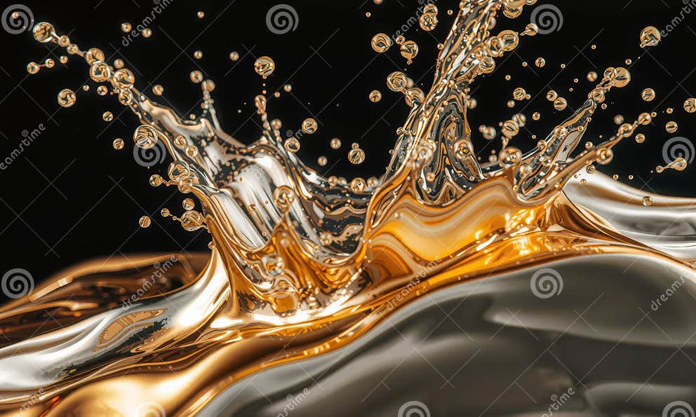Stunning Splash of Liquid Gold and Silver Creates Mesmerizing Visual ...