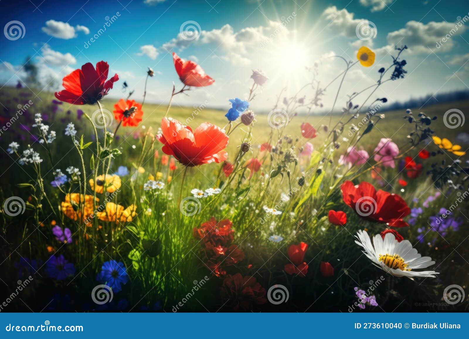 Stunning Springtime Scene with Vibrant Wildflowers.. Generative AI ...