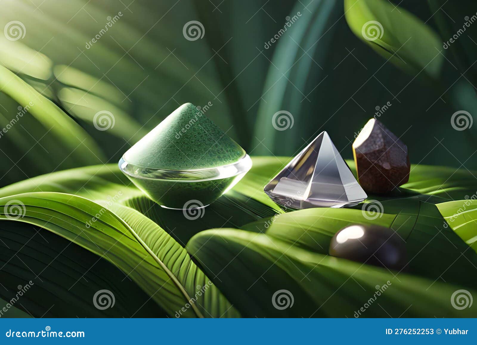 Gemstones and Greenery: a Beautiful Still Life of Healing Crystals with ...