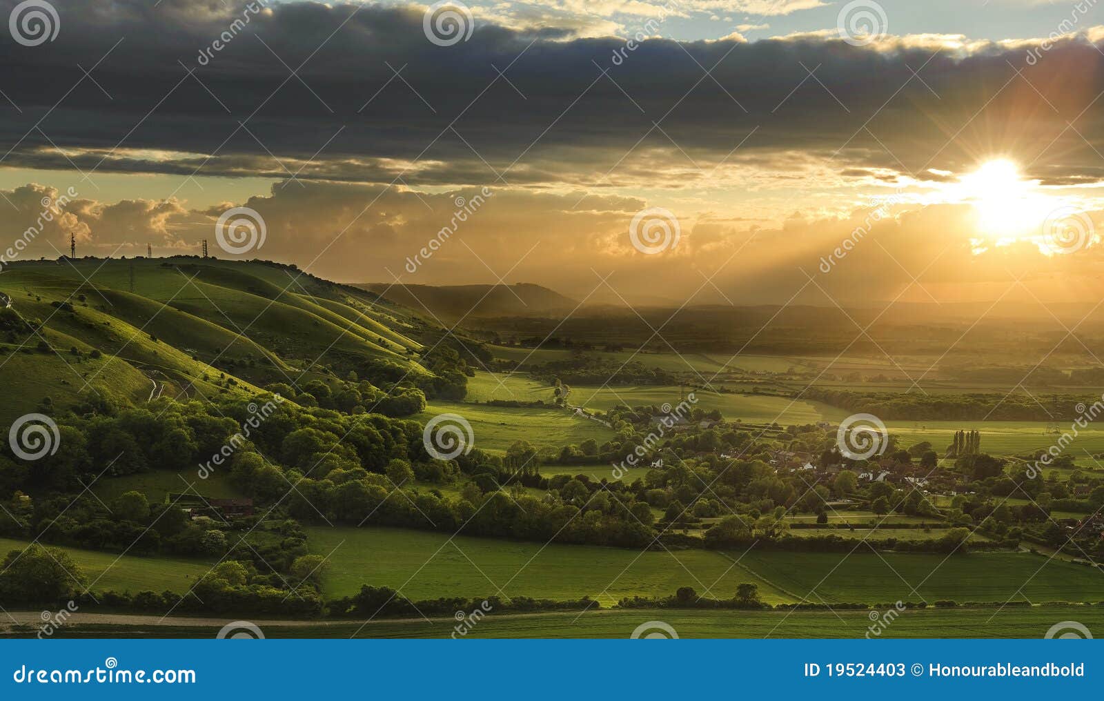 Stunning Summer Sunset Over Countryside Landscape Stock Image - Image ...