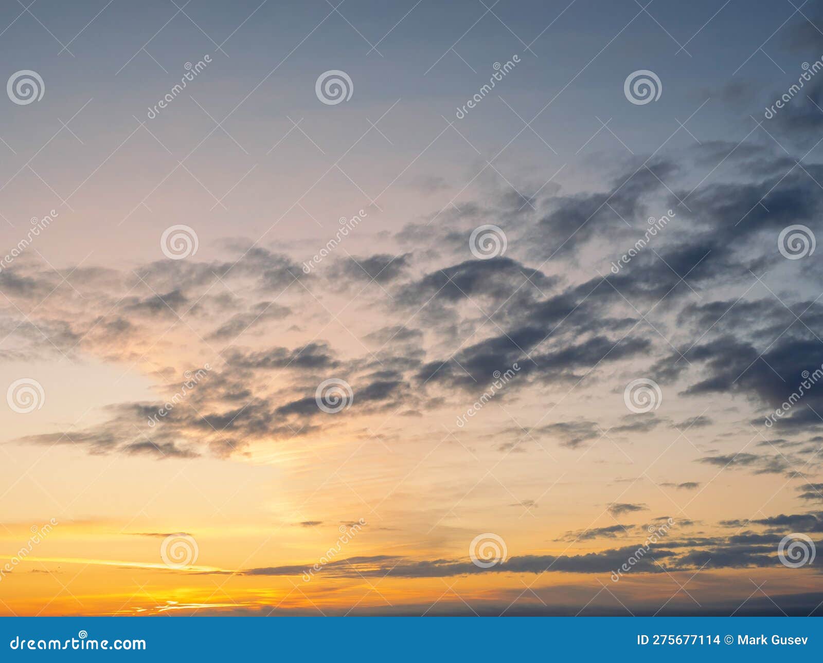 Stunning Sun Rise Sky with Clouds. Warm and Cool Color Stock Photo ...
