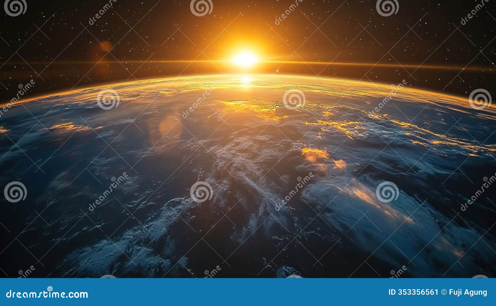 Stunning Sunrise Over Earth from Space, Showing Continents, Clouds, and ...