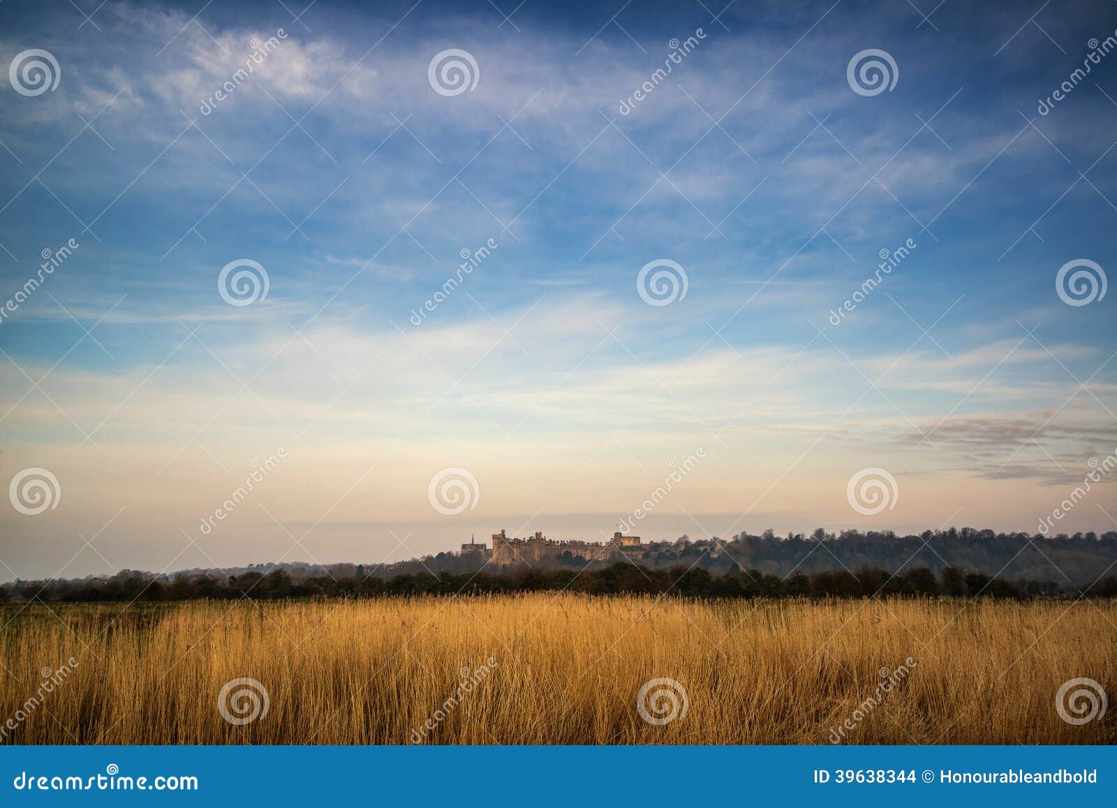 Stunning Sunrise Over Medieval Castle in Distant Landscape Stock Photo ...
