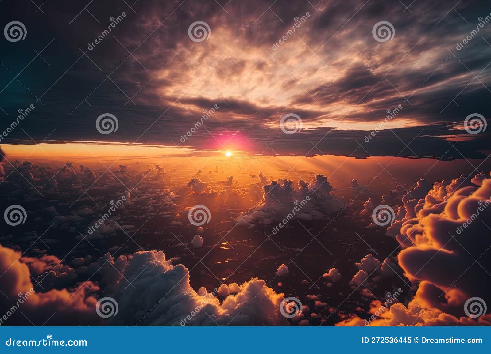 Stunning Sunset with a Clouded Sky from Above. an Aerial View of the ...