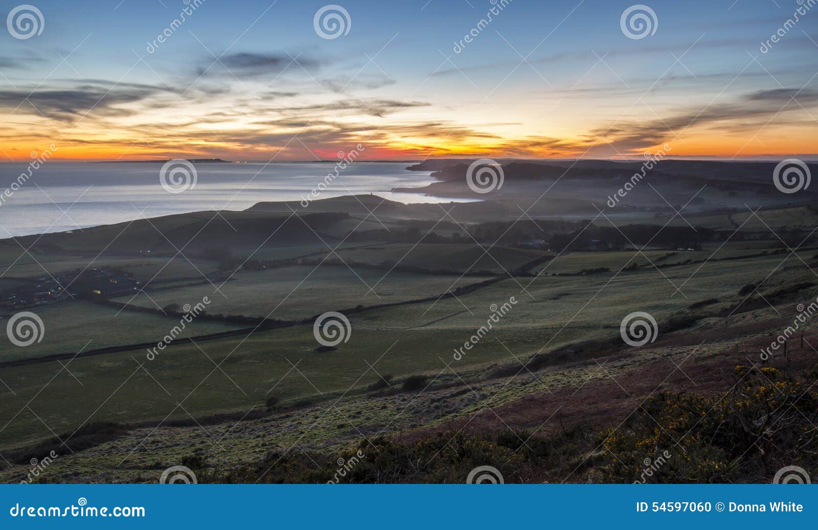 Stunning Sunset on Dramatic Coastline Stock Photo - Image of field ...