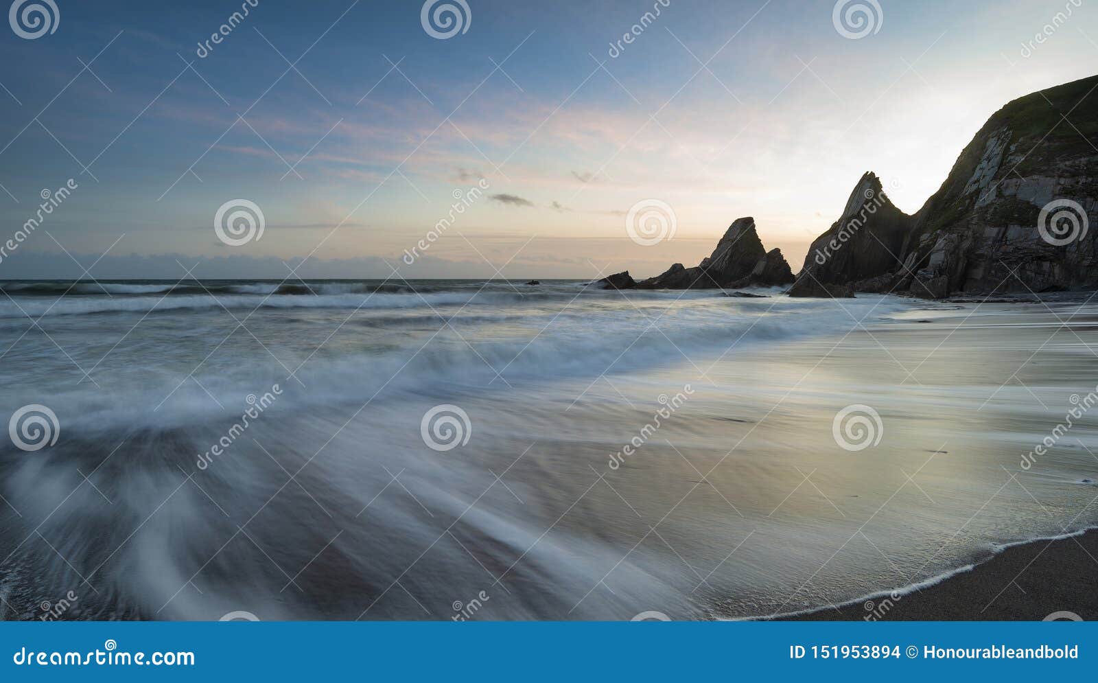 Stunning Sunset Landscape Image of Westcombe Beach in Devon England ...