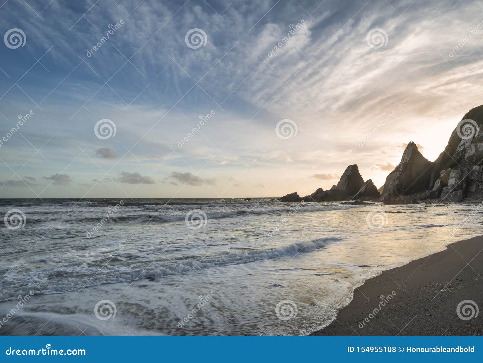 Stunning Sunset Landscape Image of Westcombe Beach in Devon England ...