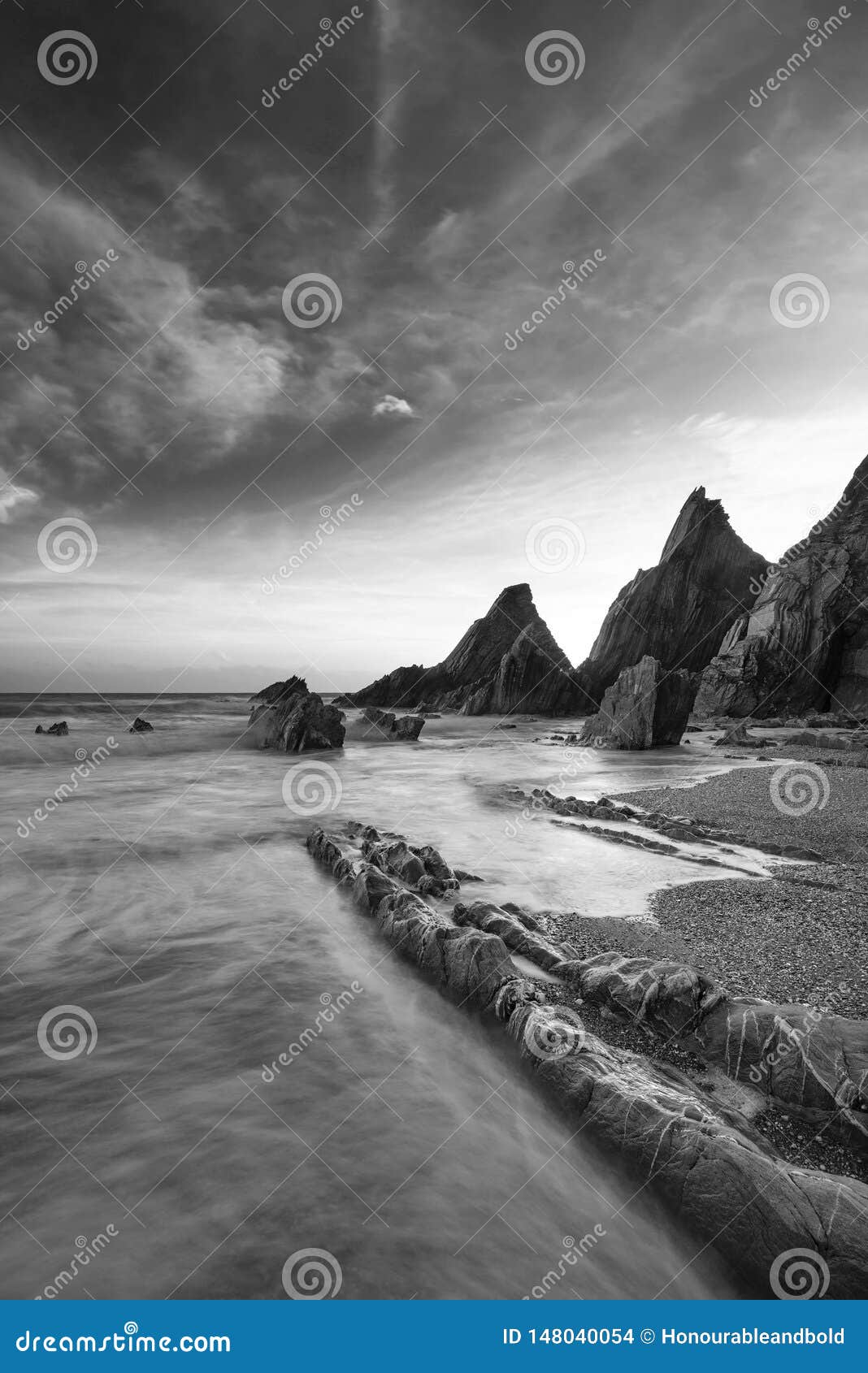 Stunning Sunset Landscape Image of Westcombe Beach in Devon England ...