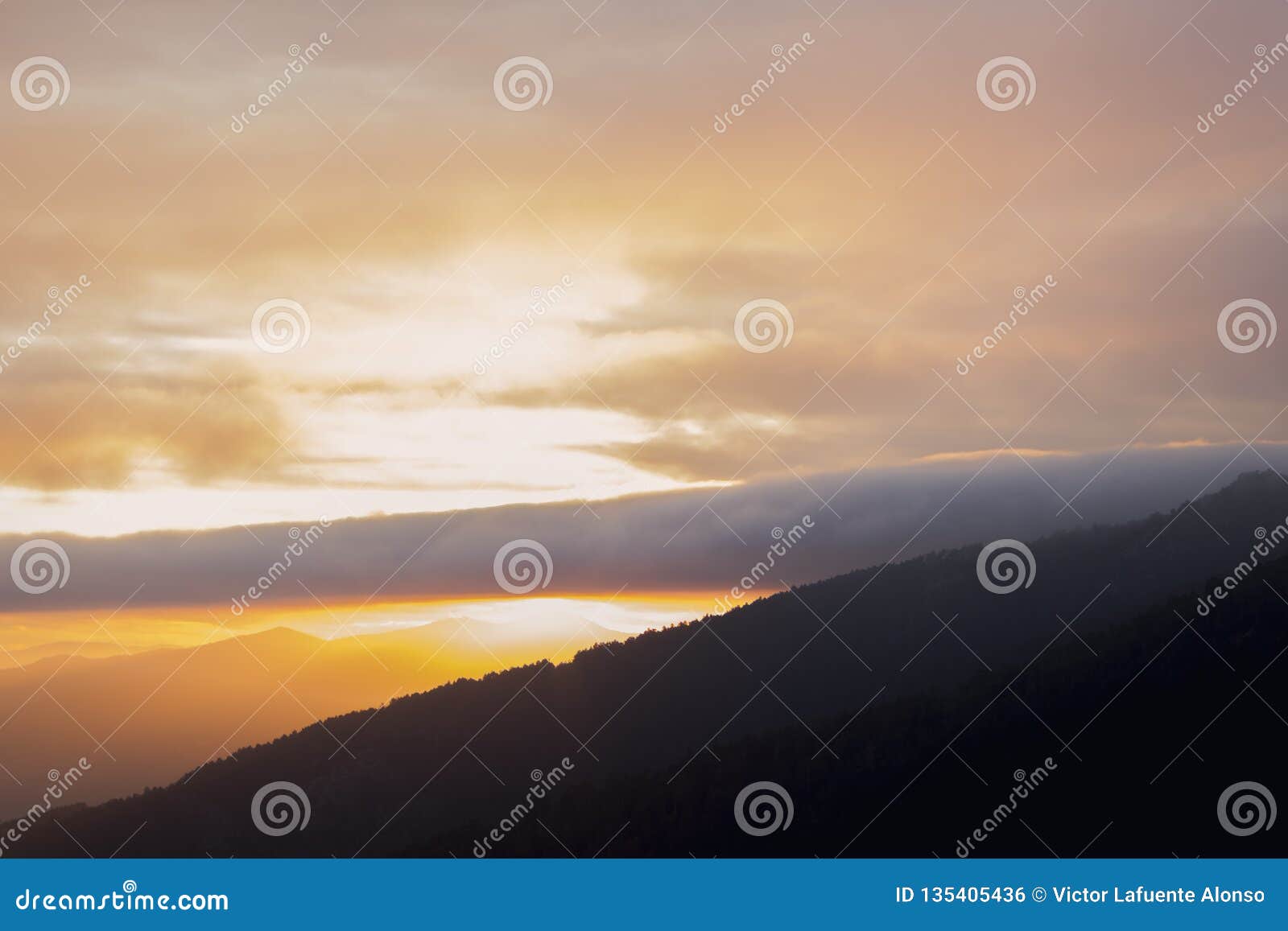 Stunning Sunset between Mountains Stock Photo - Image of panorama ...