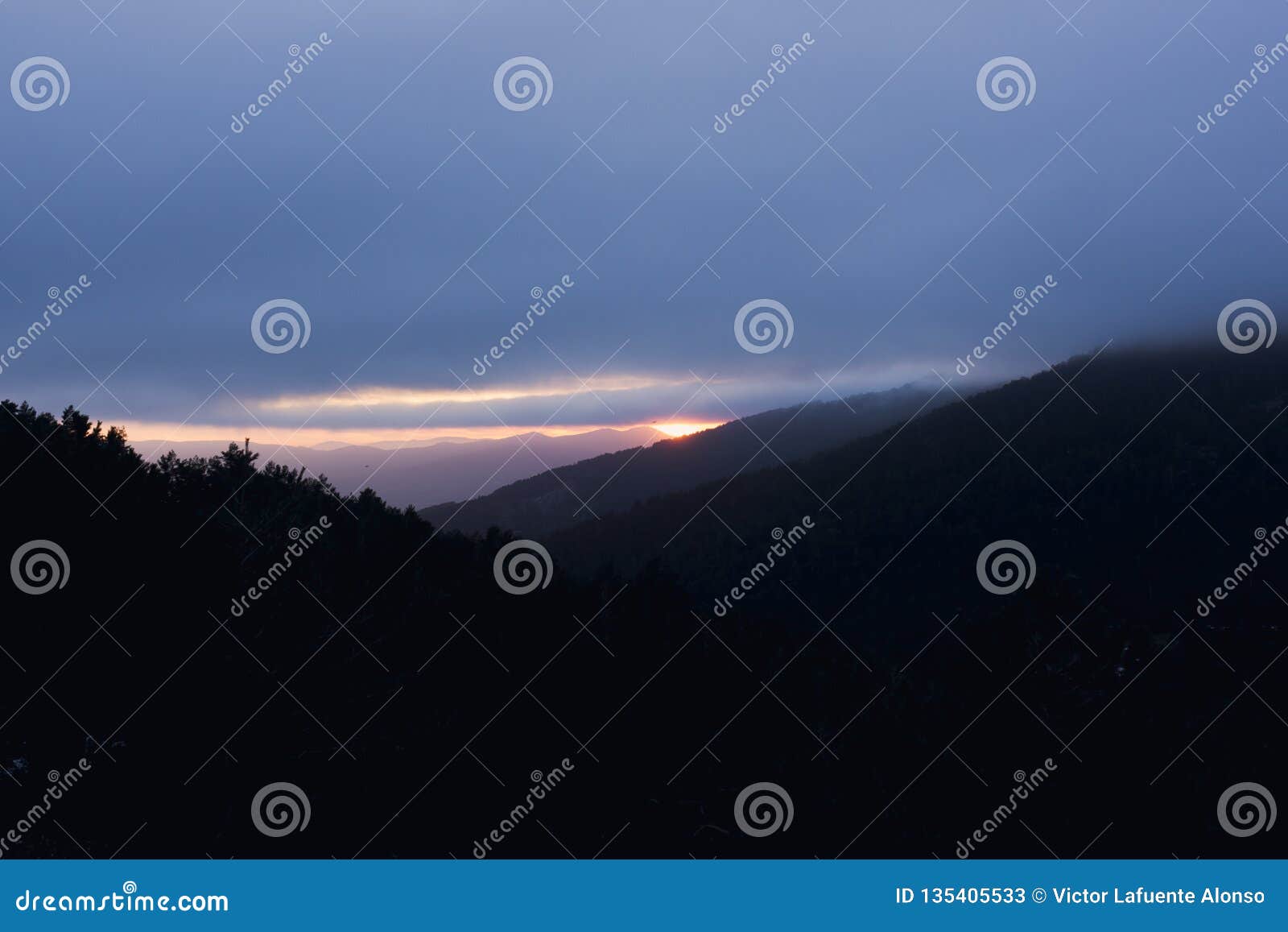 Stunning Sunset between Mountains Stock Image - Image of background ...