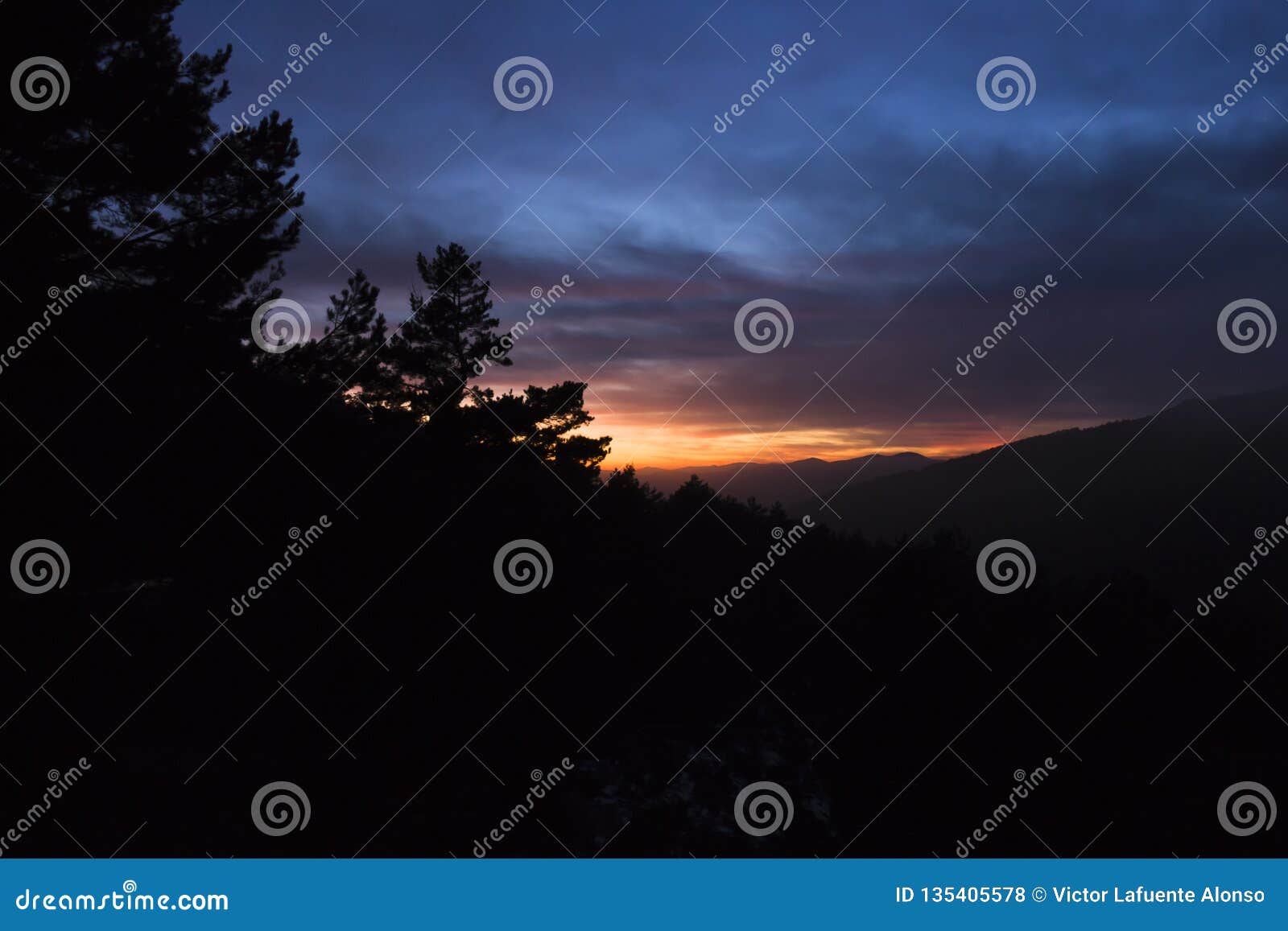 Stunning Sunset between Mountains Stock Photo - Image of country ...