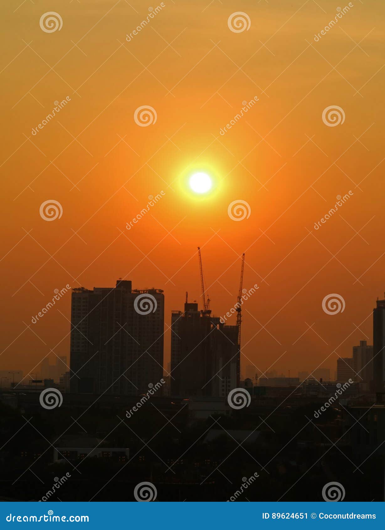 Stunning Sunset Over the Constructing Buildings at the Suburbs of ...