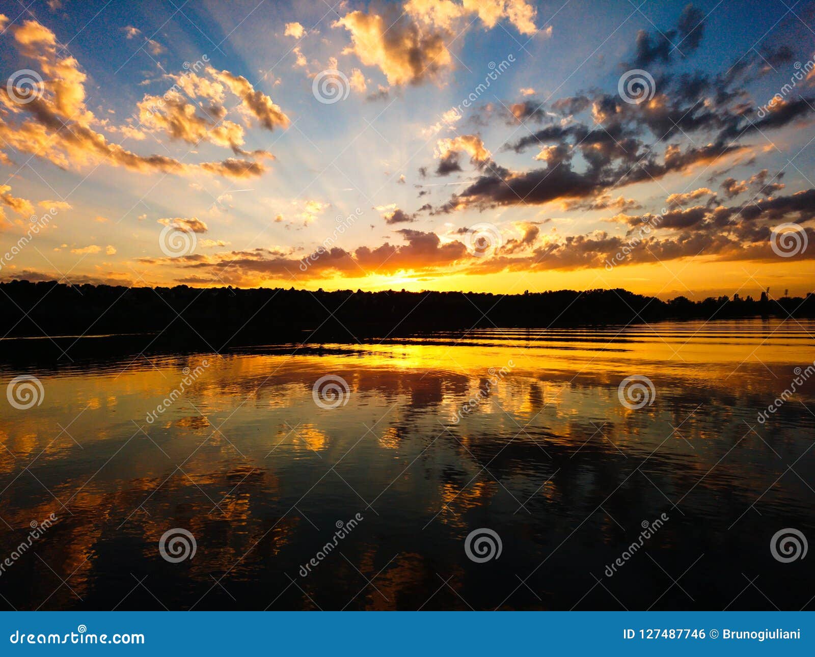 Stunning Sunset Over the Water Stock Photo - Image of freedom, river ...