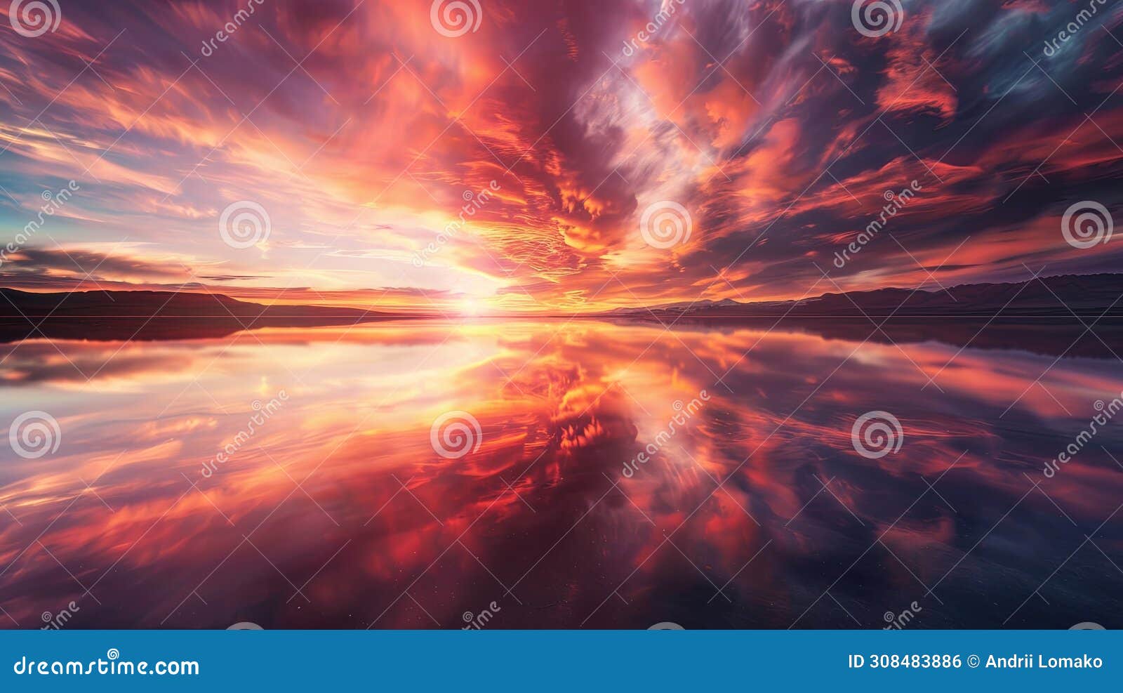 Stunning Sunset Reflection on Water Stock Photo - Image of generated ...