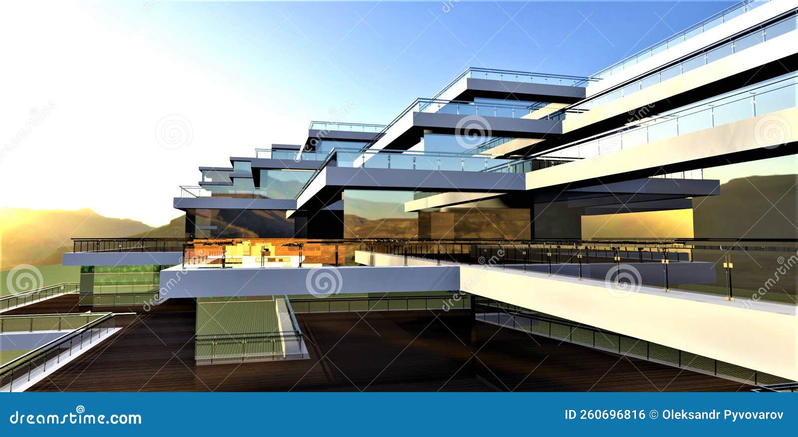 Stunning Sunset Reflects in the Panoramic Windows of the Contemporary ...