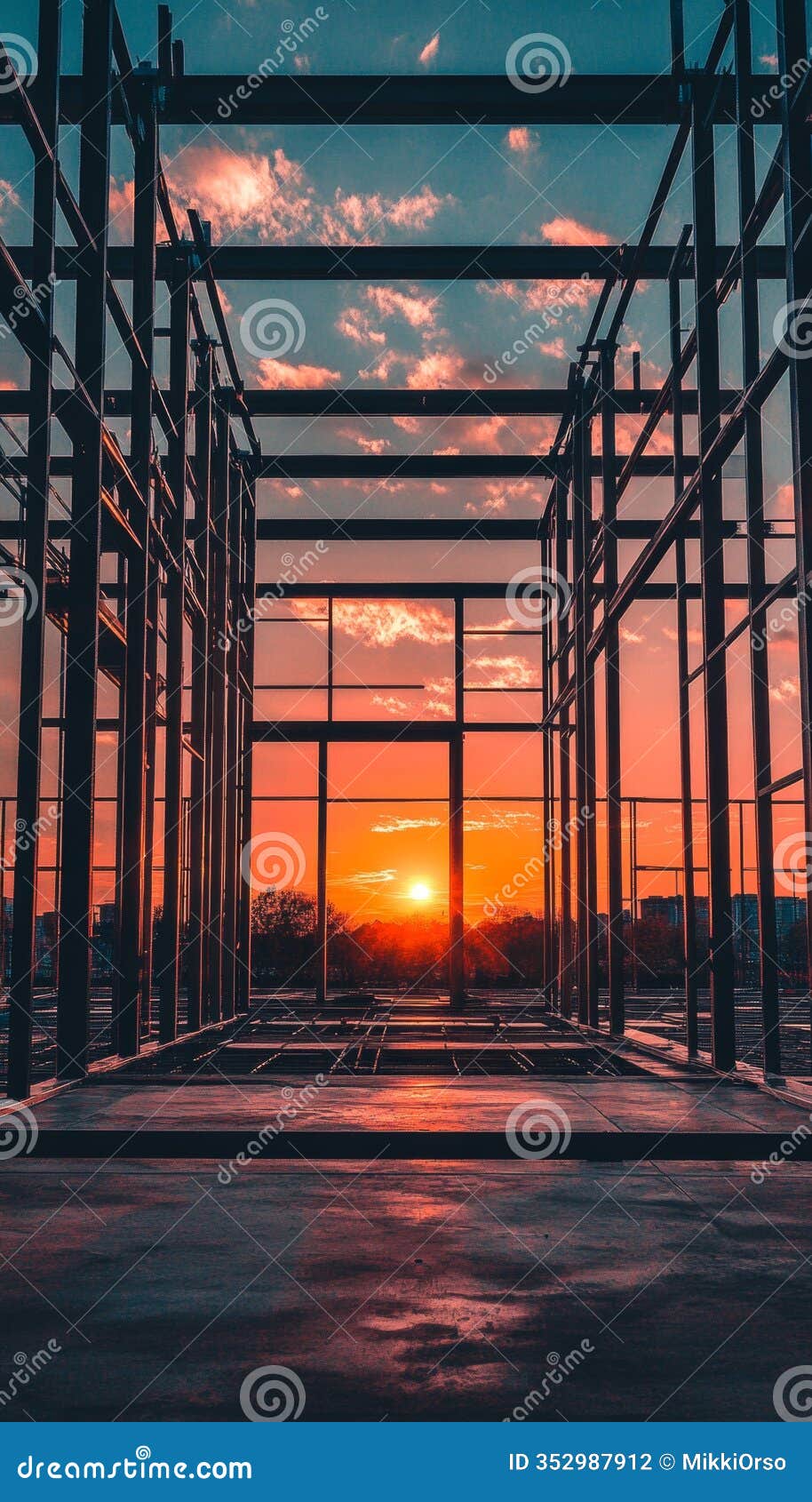 Stunning Sunset Sky Backdrop Highlighting a Robust Steel Frame ...
