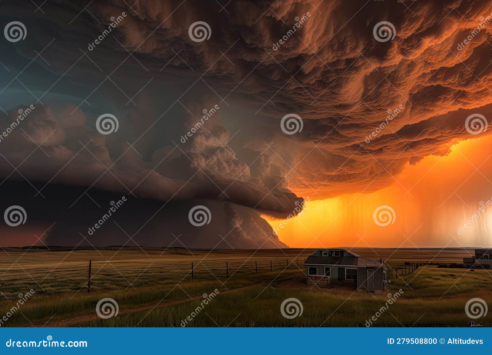 Stunning Sunset, With Storm Clouds And Tornadoes In The Background ...