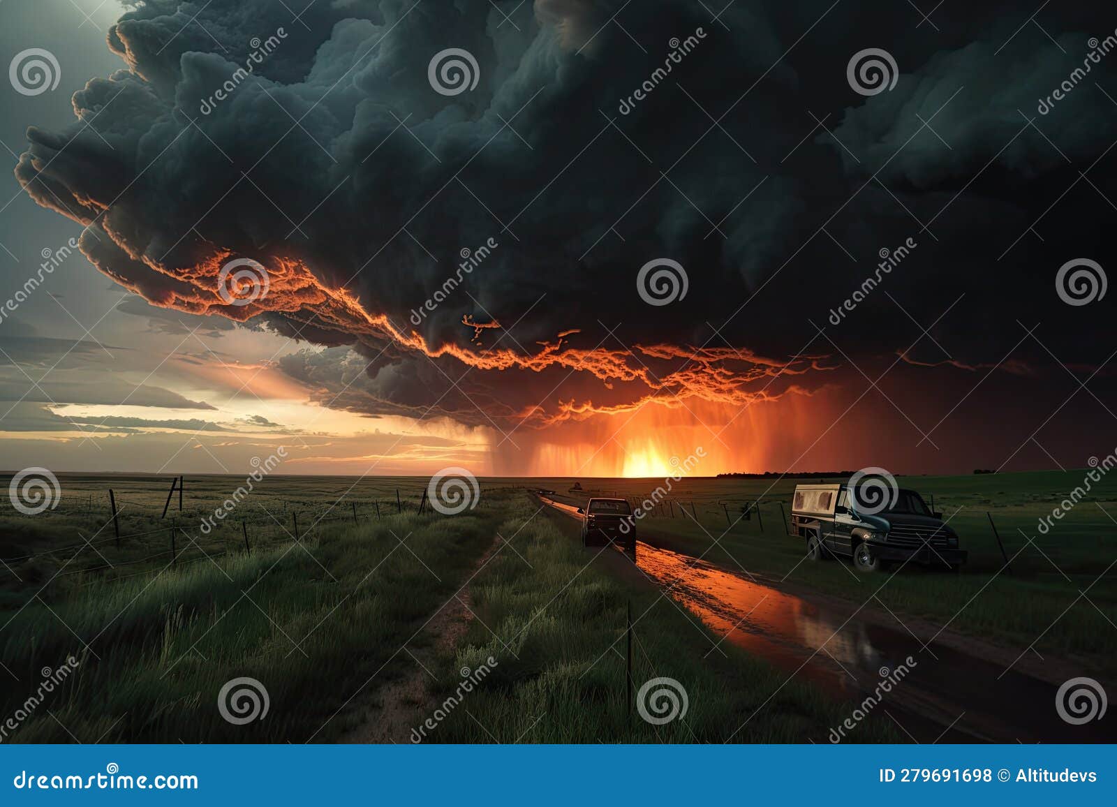 Stunning Sunset, with Storm Clouds and Tornadoes in the Background ...