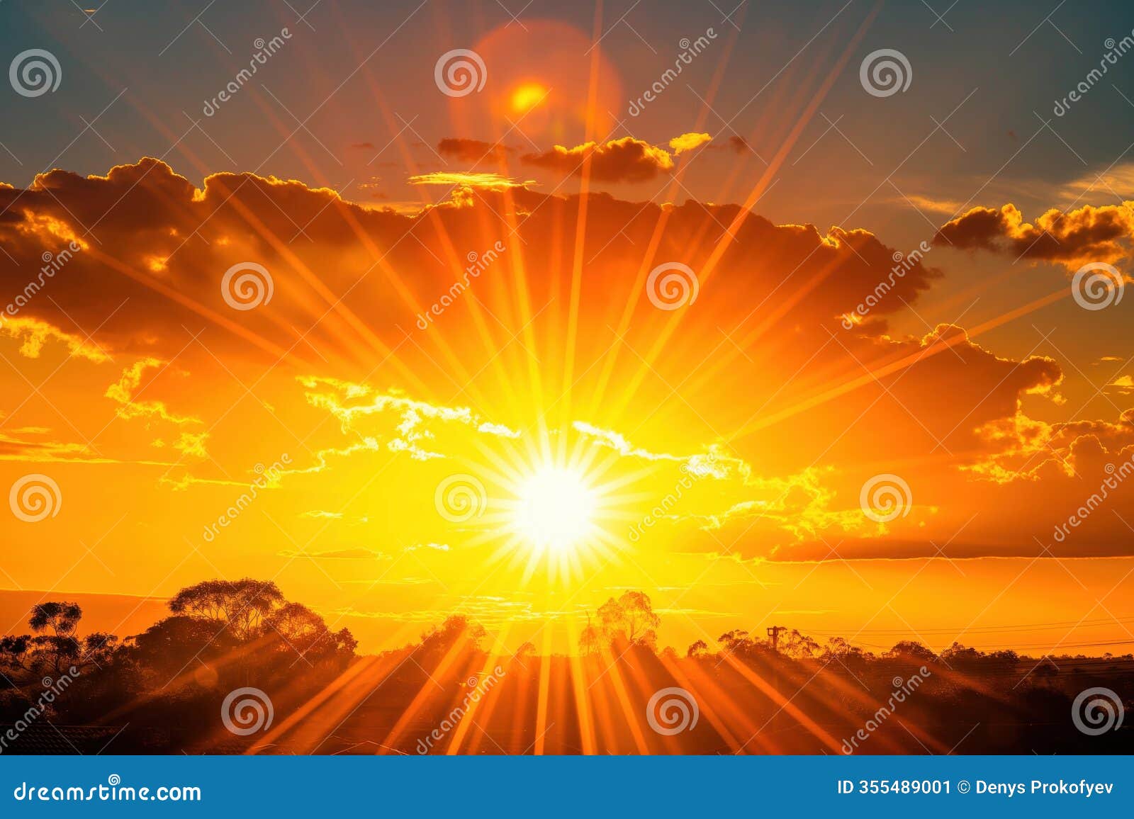 Sun Rays Illuminating the Sky Stock Image - Image of horizon, orange ...