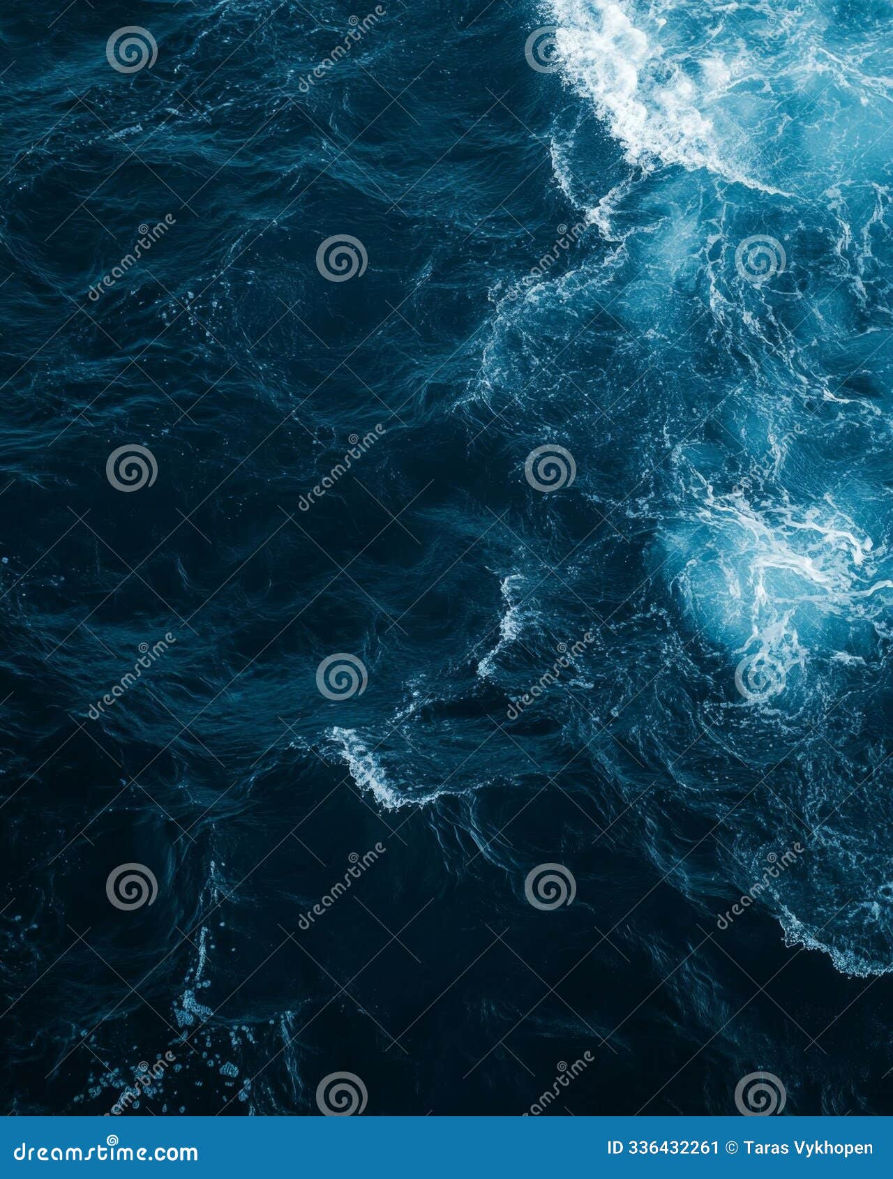 Stunning Top View of Deep Blue Ocean Water with Waves and Splashes ...