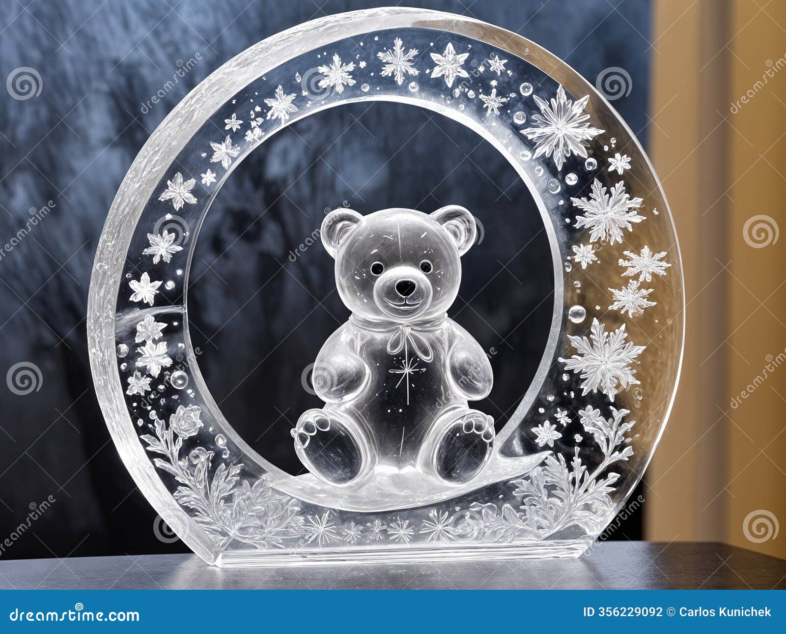 Stunning Transparent Crystal Ice Sculpture of a Transparent Teddy Bear ...