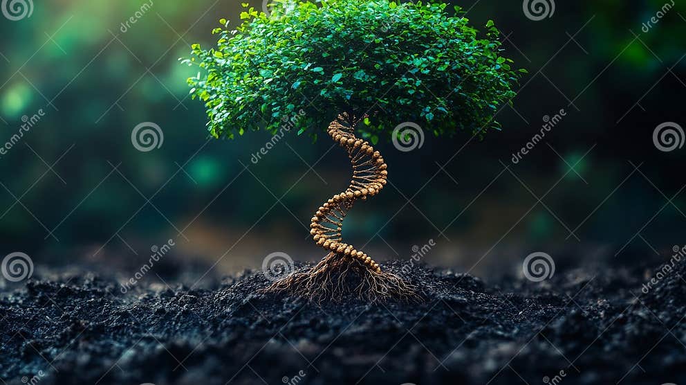 Tree Roots Transforming into DNA Helix Symbolizes Growth and Connection ...