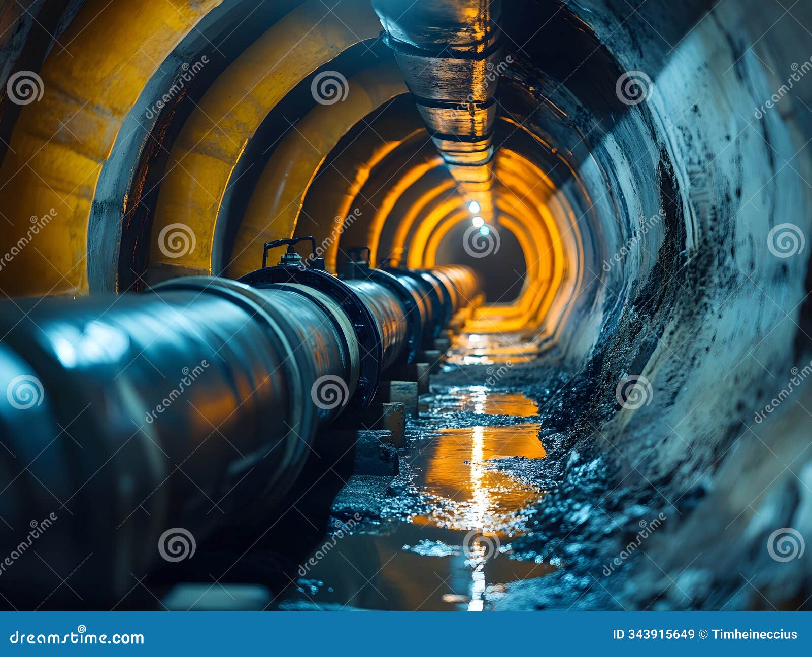 Stunning Underground Pipeline Image Showcasing Illumination and Water ...