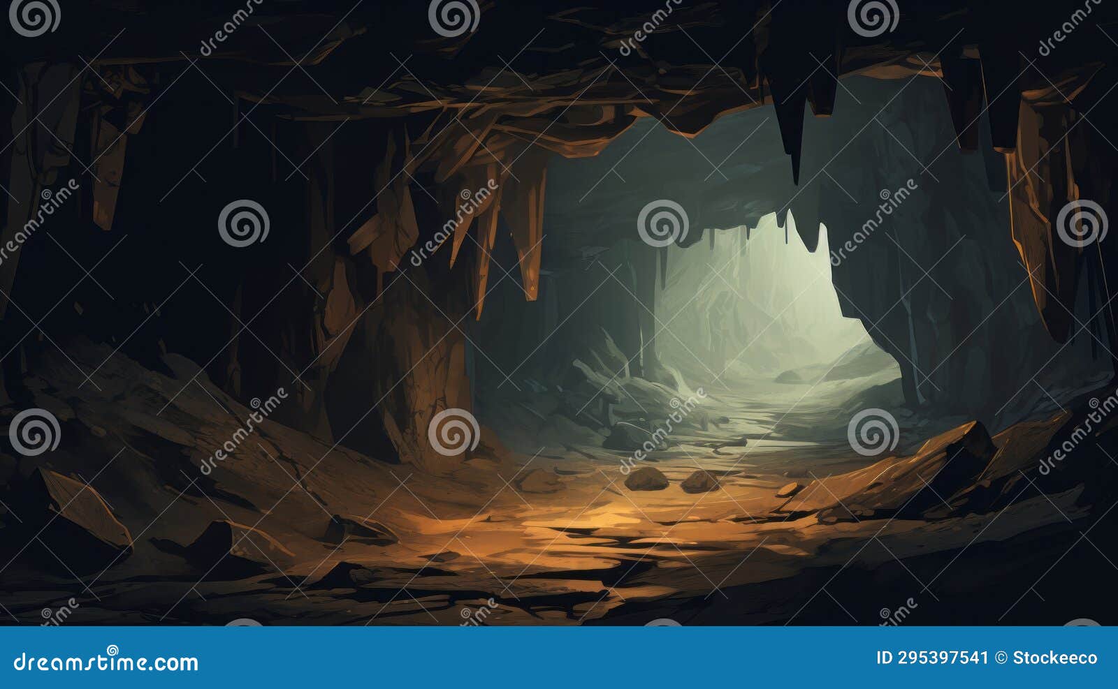 Stunning Vector Illustration: Cave Viewed from Above with Subtle ...