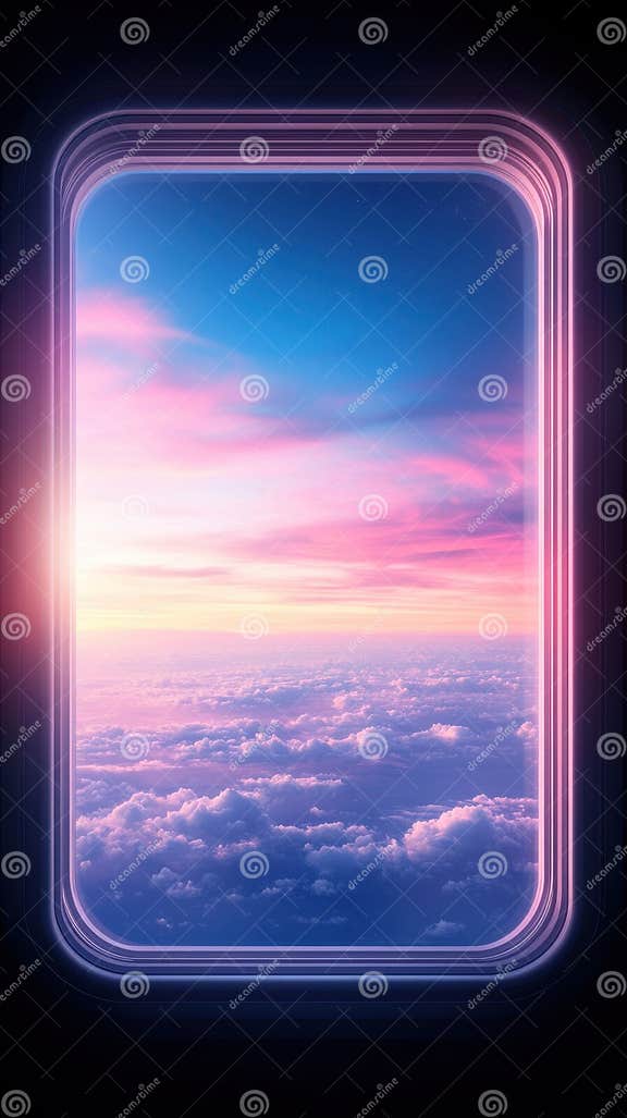 Stunning View of Clouds and Sunset from Window Stock Illustration ...