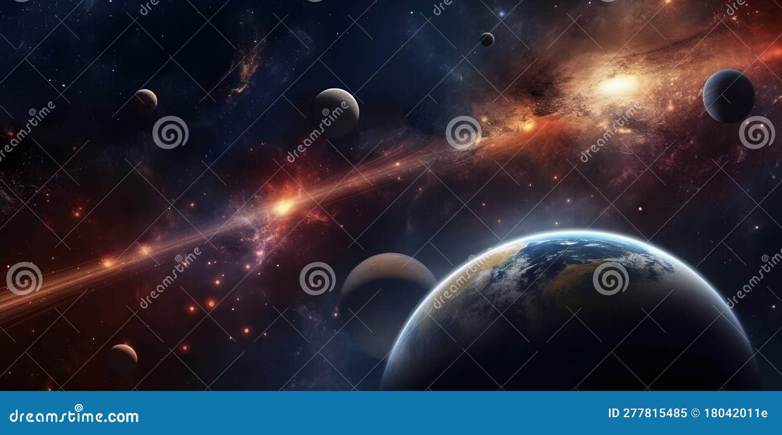 Stunning View of a Cosmic Galaxy with Planets and Space Objects ...