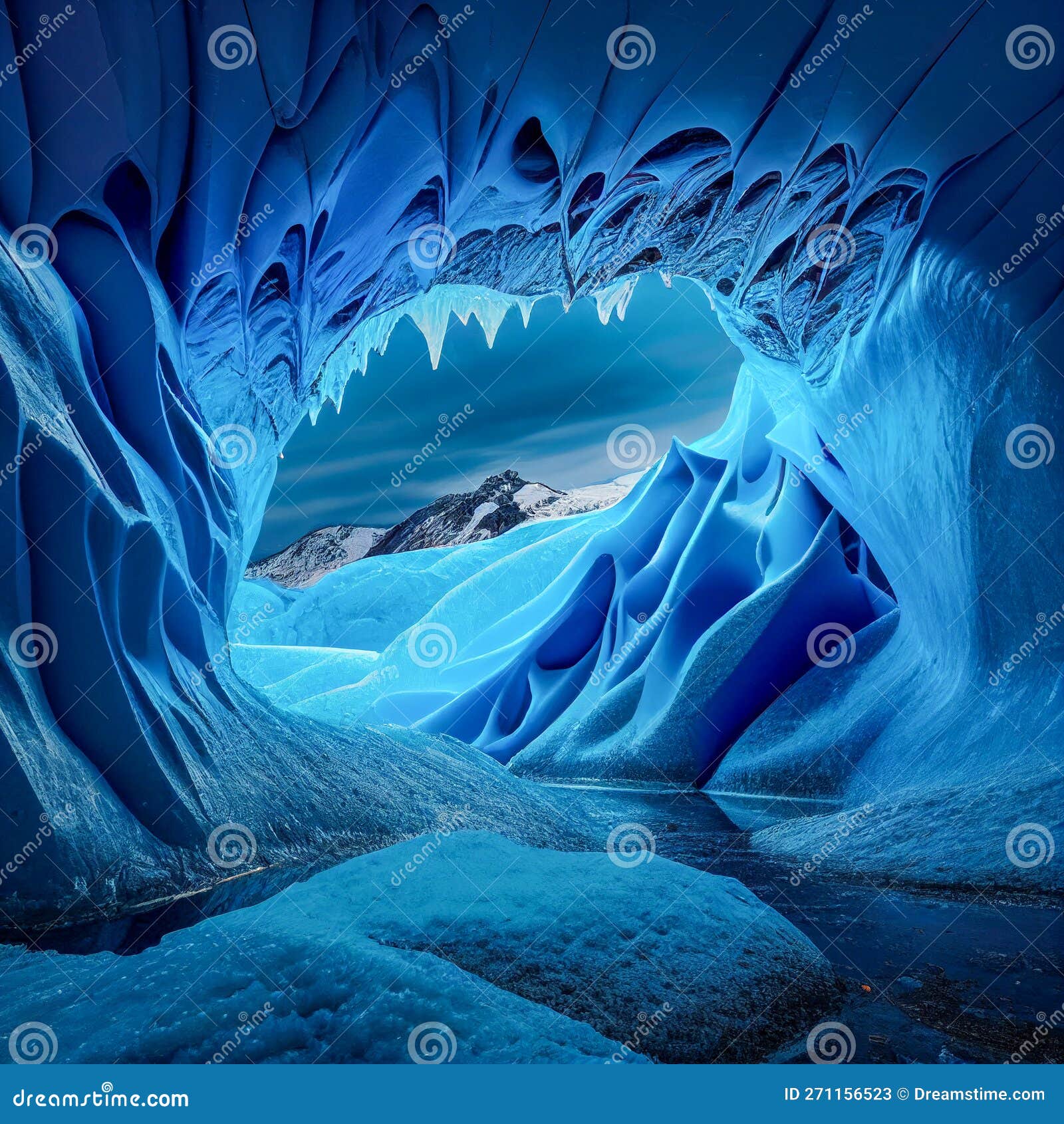 A Stunning View of a Glacier with Deep Blue Ice Formations Created with ...