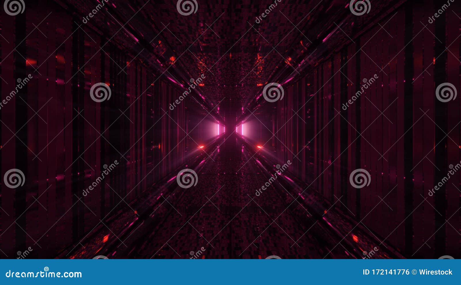 Stunning View of Pink Neon Lights with Reflection in the Darkness Stock ...