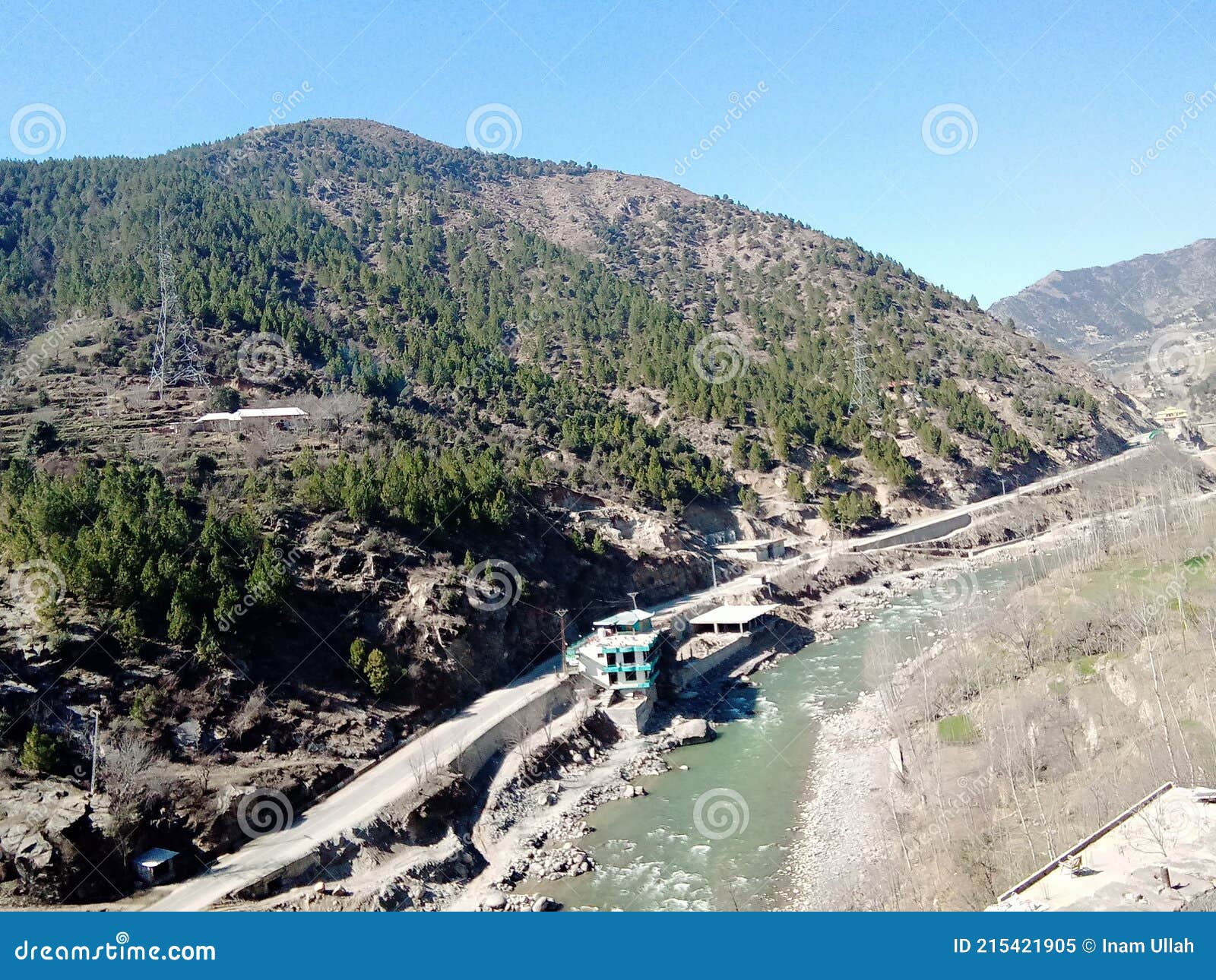 River Flowing between Two Hills Stock Illustration - Illustration of ...