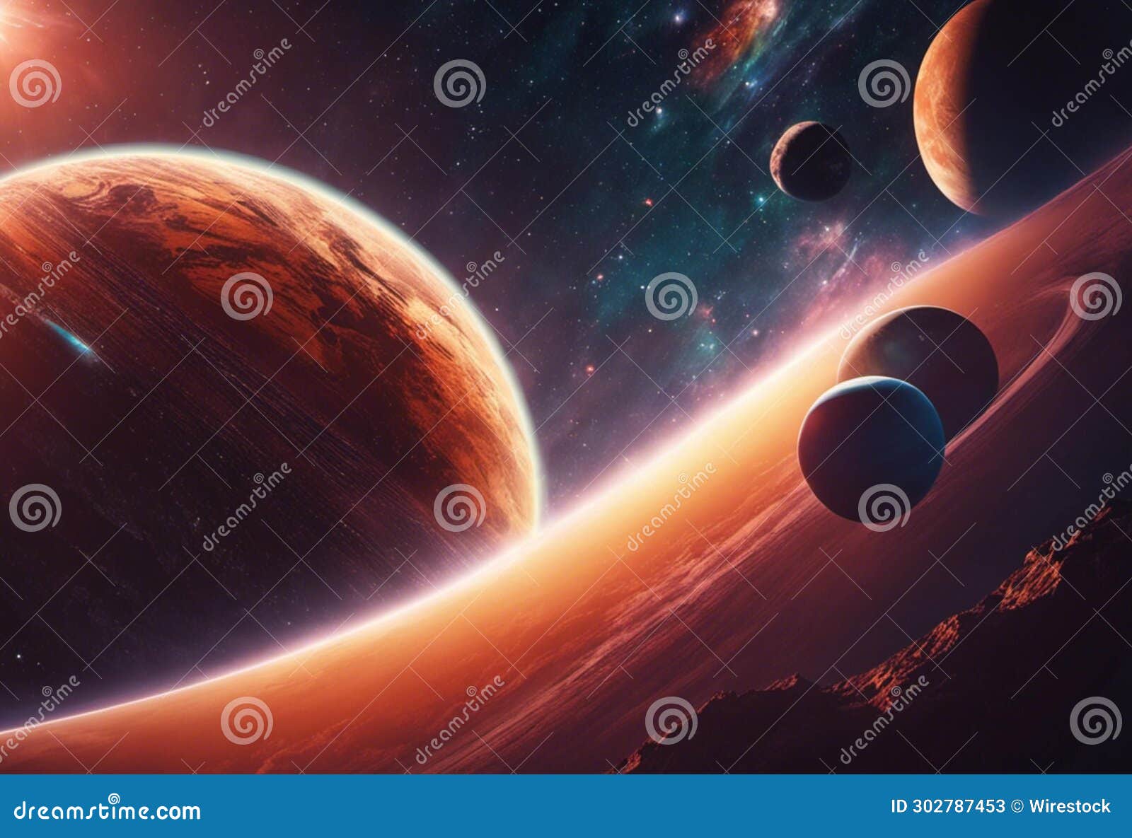 Stunning View of Space with Planets, AI-generated. Stock Illustration ...