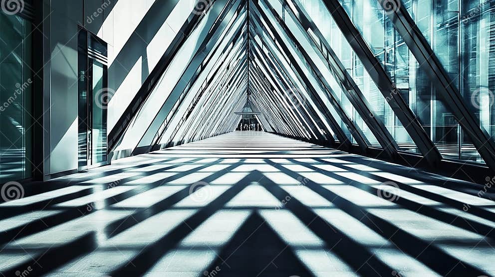 Stunning View of Triangular Steel Beams Creating Dynamic Shadows Stock ...