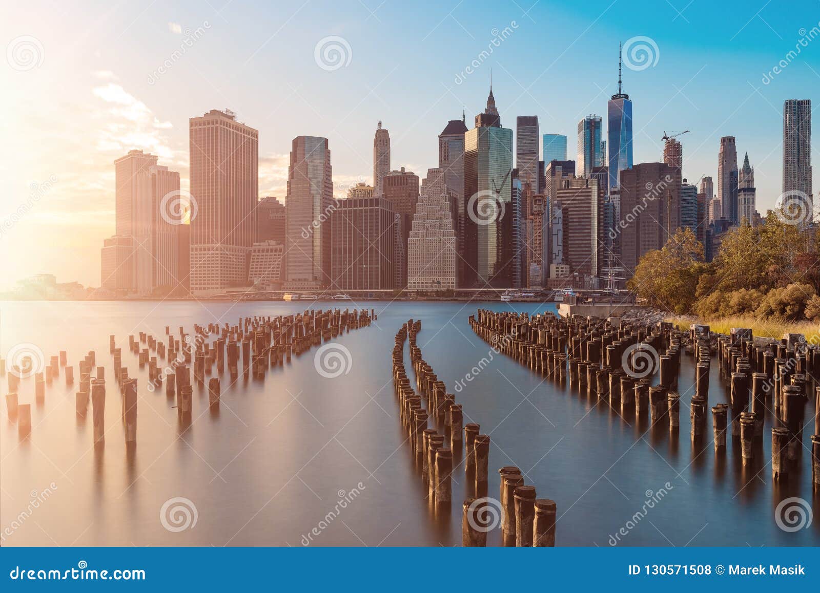 Stunning Views of the Lower Manhattan before Sunset Stock Photo - Image ...
