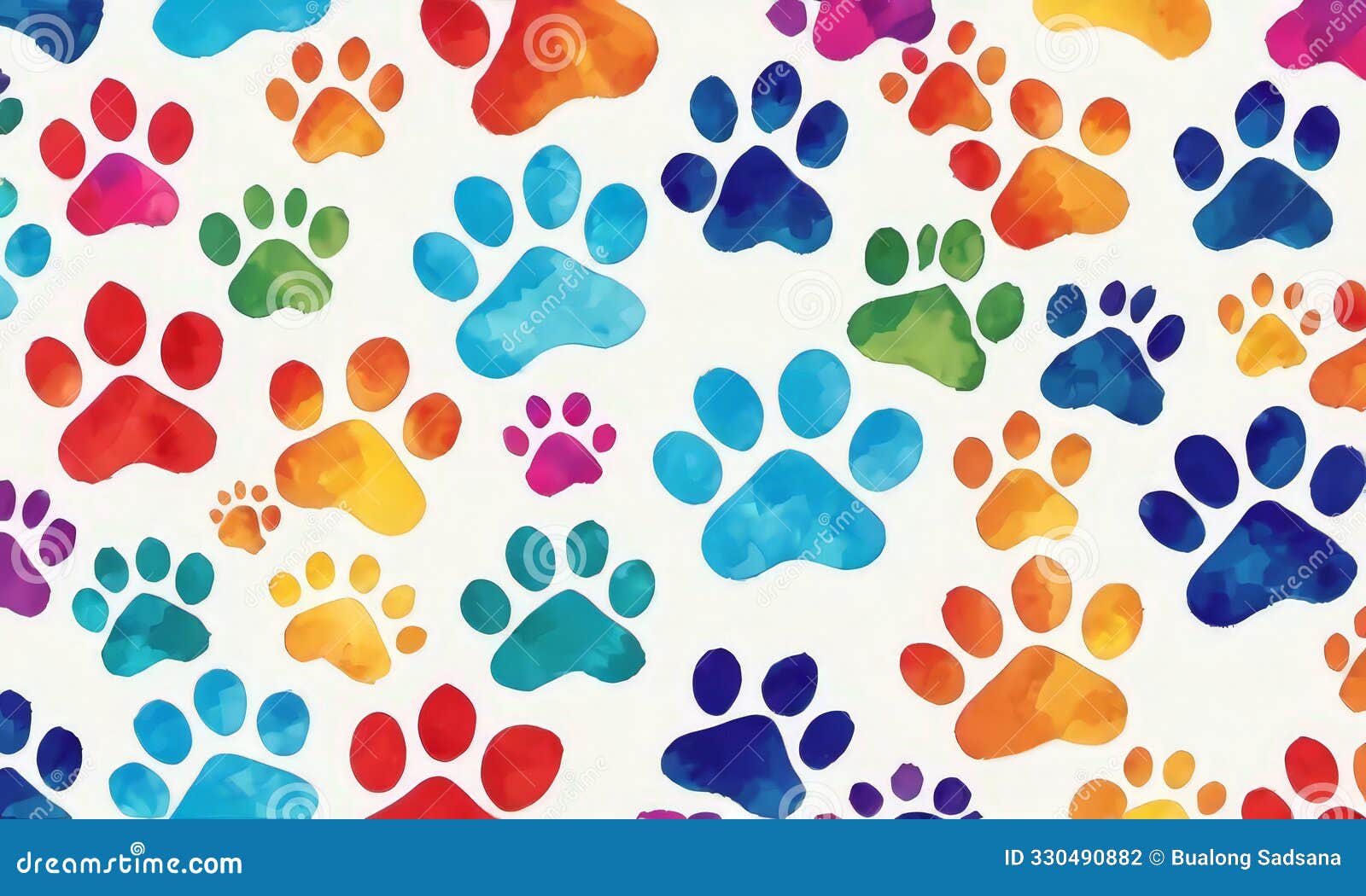 Colorful Paw Prints on White Background Stock Illustration ...