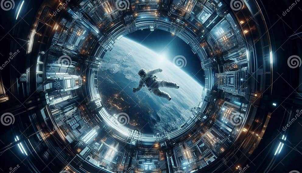 Astronaut Floating in Space Station, Hyper-Realistic 8K Sci-Fi ...