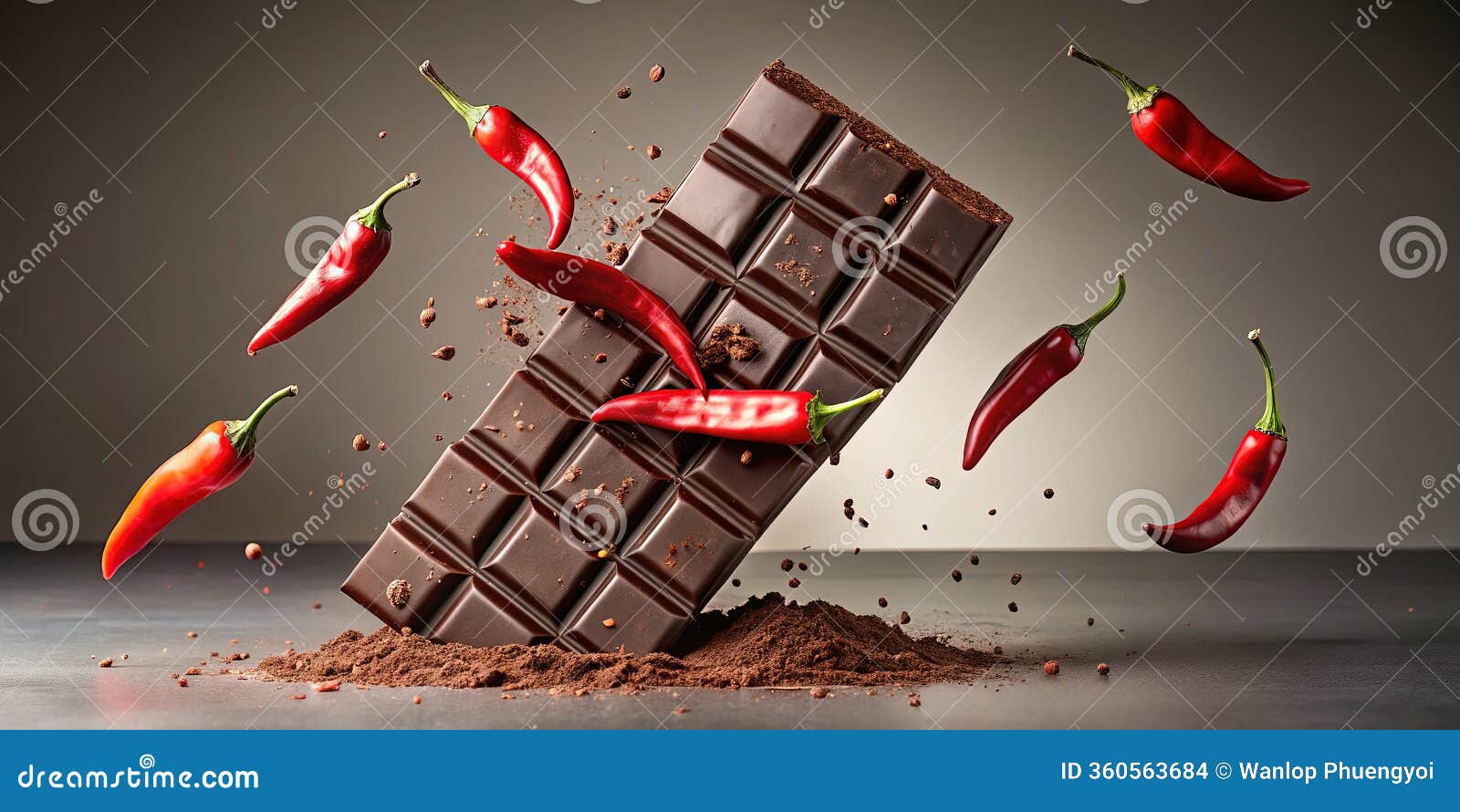 A Stunning Visual Feast Levitating Dark Chocolate Chili Pepper Bar with ...