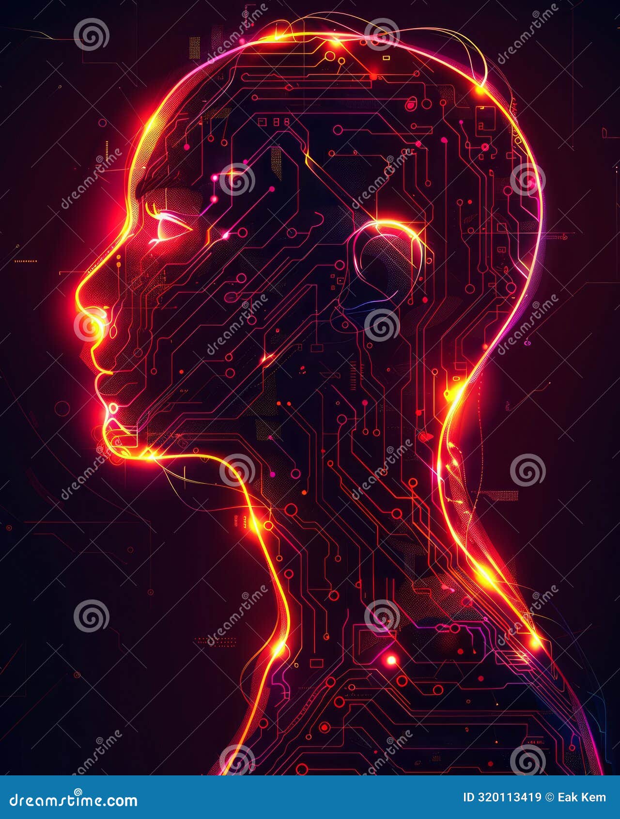 Stunning Visual of Futuristic Human Head and Neck with Glowing ...