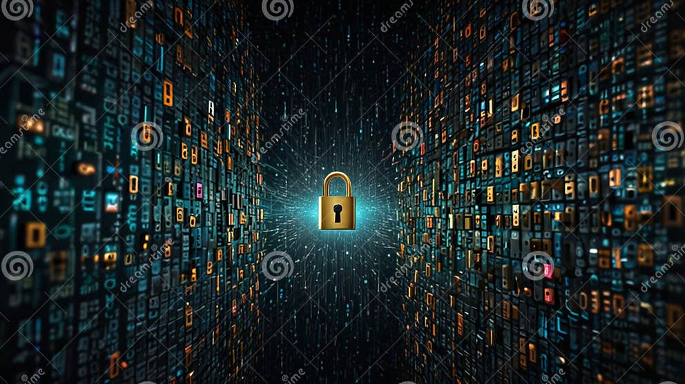 Giant Keyhole in Center of Vast Digital Space Stock Illustration ...