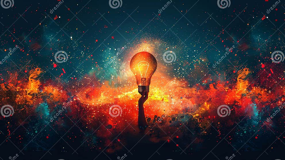 Stunning Visual of Light Bulb Amidst Cosmic Explosion: Concept of ...