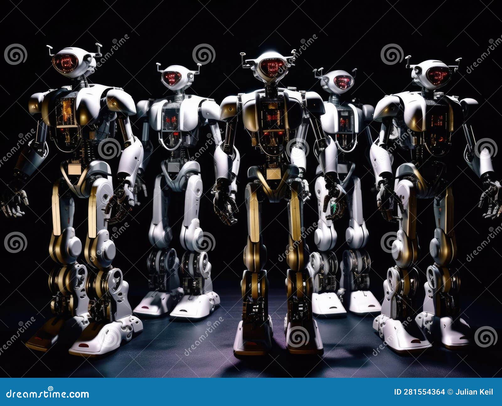Group of Advanced Robots in Row Stock Illustration - Illustration of ...