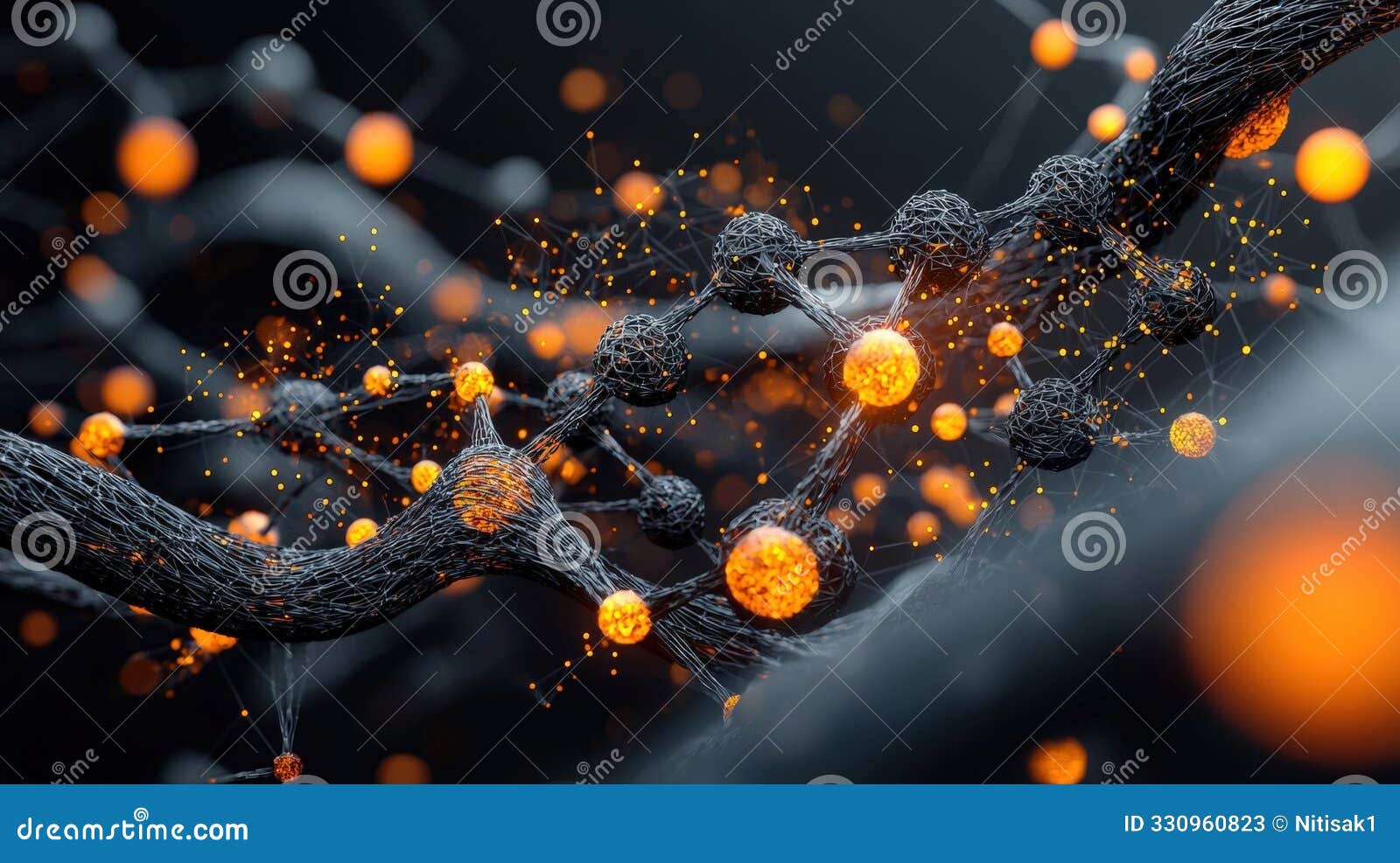 A Stunning Visual of Molecular Structures with Glowing Particles ...