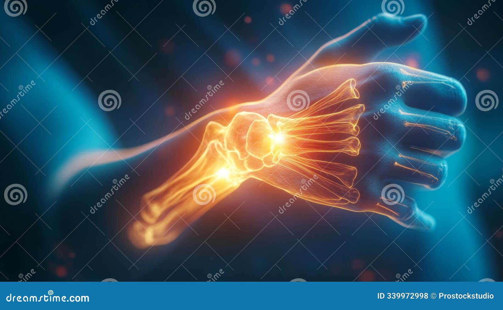 Vivid Anatomical Illustration of a Human Wrist Showing Bones and Joint ...