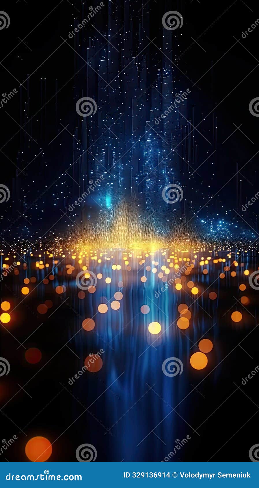 Illuminated Data Visualization Displaying Horizontal Light Columns ...