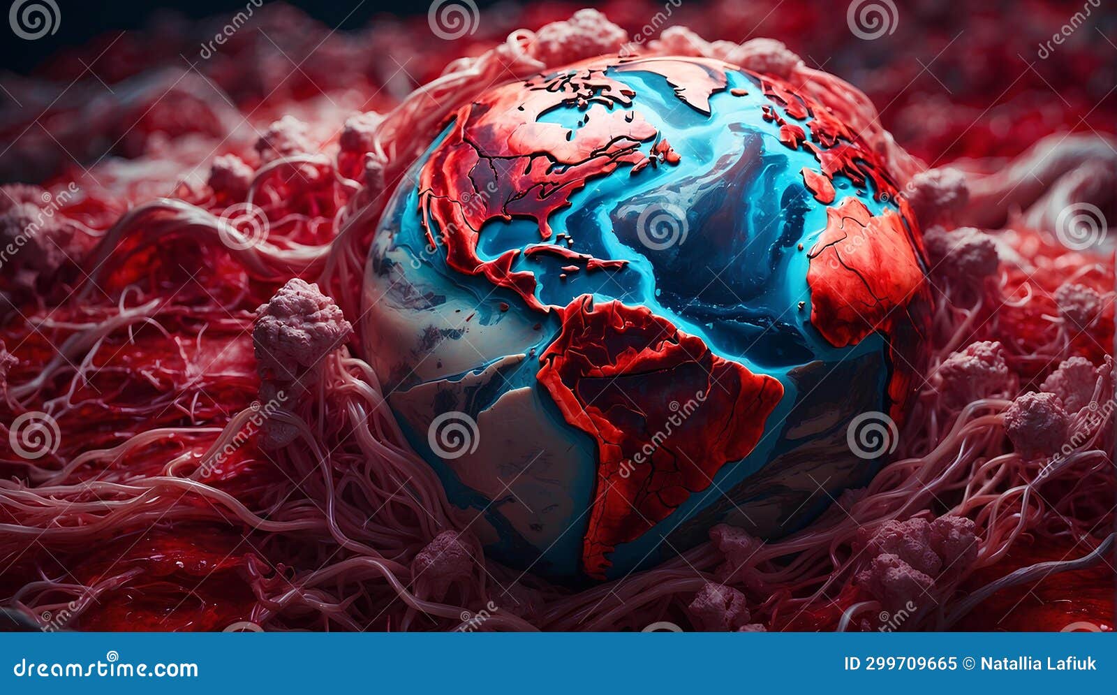 Visualization of Planet Earth Shrouded in a Web of Intricate Blood ...