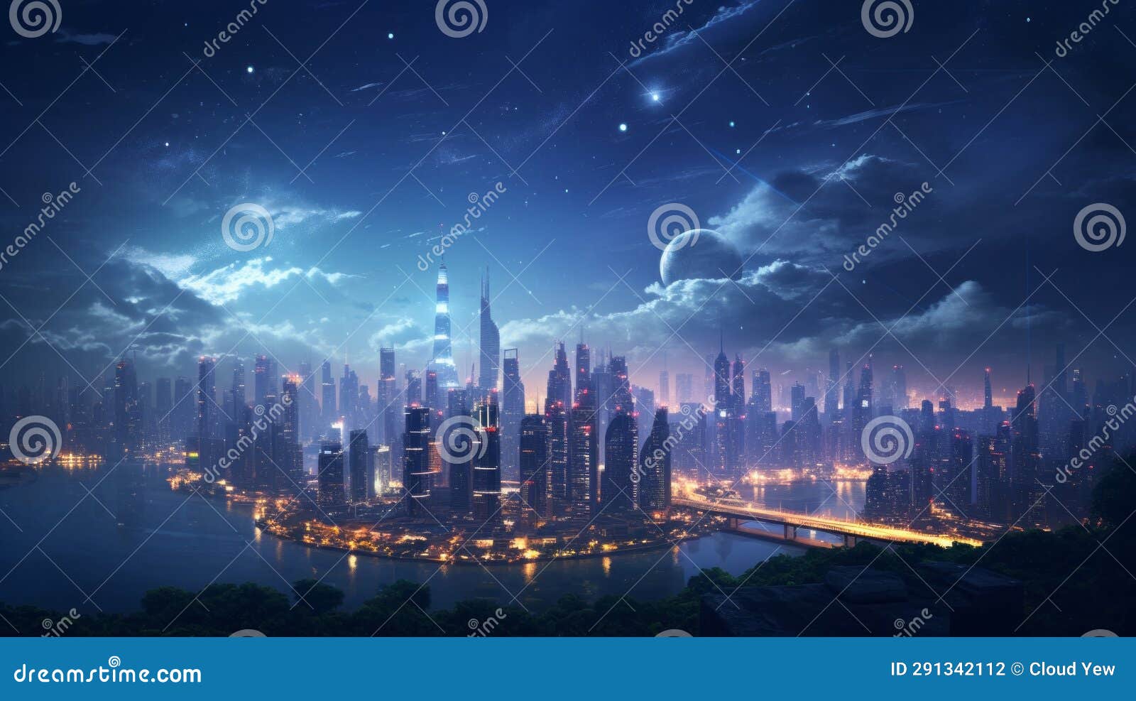 Elevating Digital Aesthetic Scene Stock Illustration - Illustration of ...